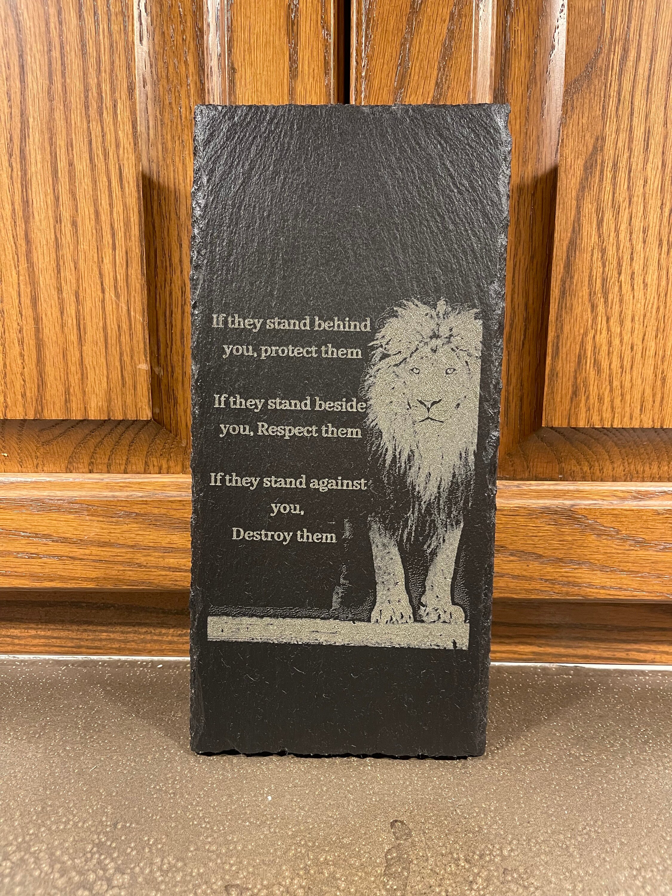 Laser Engraved Slate Charcuterie Board Motivational Gift Lion Engraved ...
