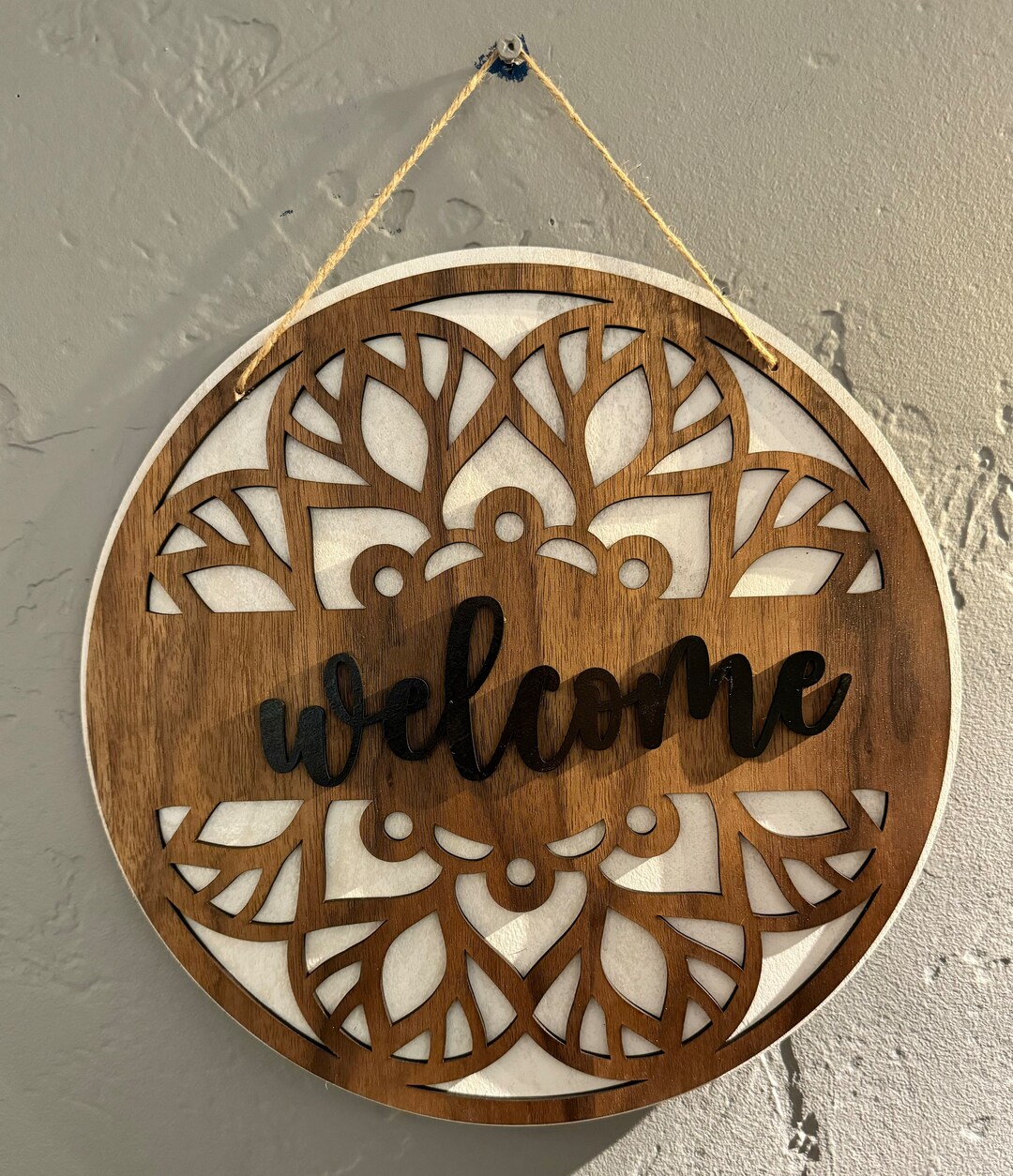 Handcrafted Wooden Welcome Sign Rustic Home Decor Intricate Design ...