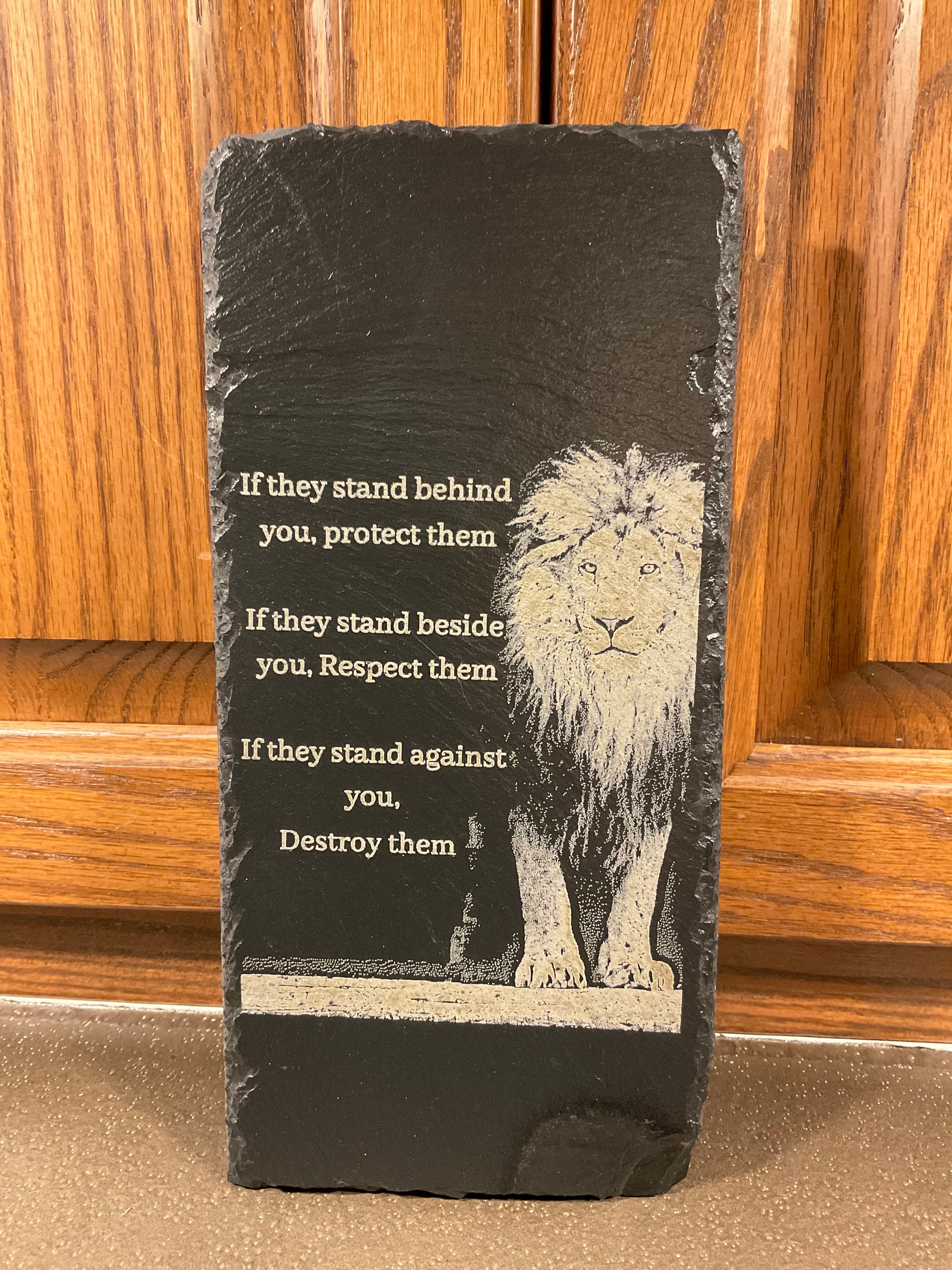 Laser Engraved Slate Charcuterie Board Motivational Gift Lion Engraved ...