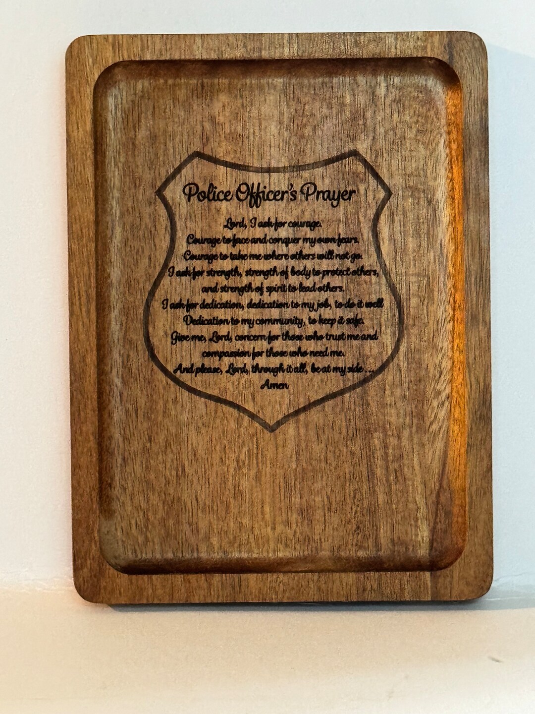 Custom Engraved Wood Tray Catchall Tray for Police Officer First ...