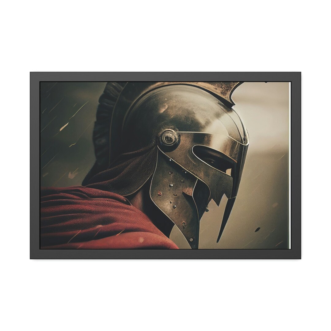 Spartan Warrior Poster Encouraging Motivational Wall Decor Framed Paper ...