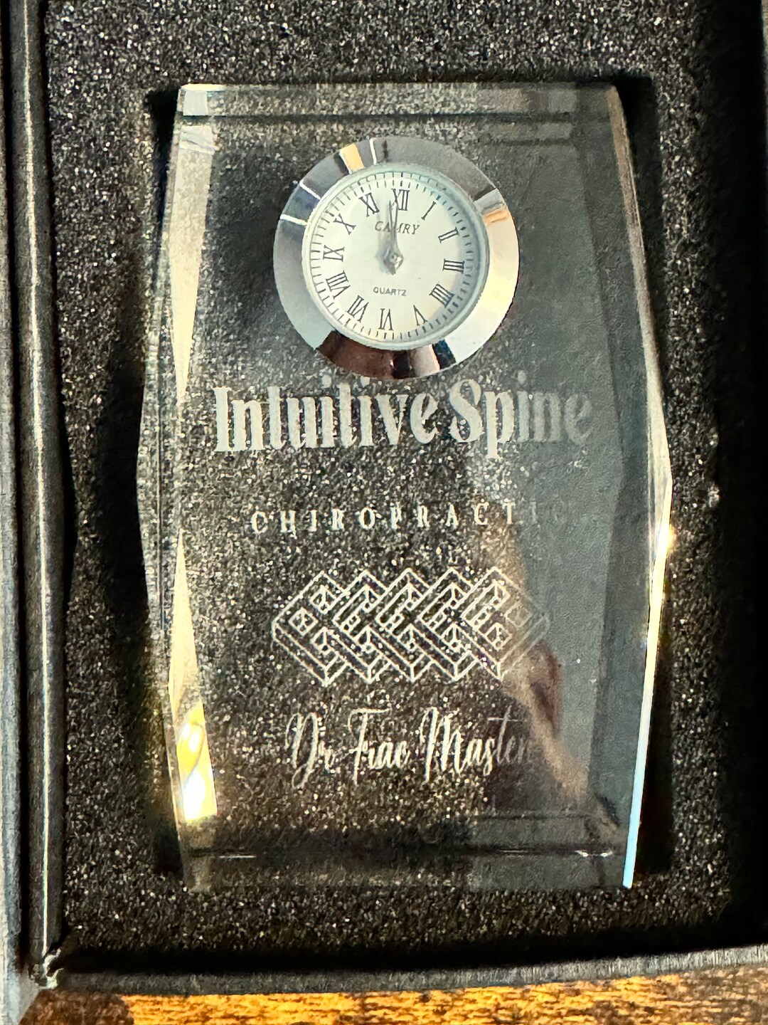 Engraved Crystal Plaque With Small Clock Personalized Gift for Friend ...