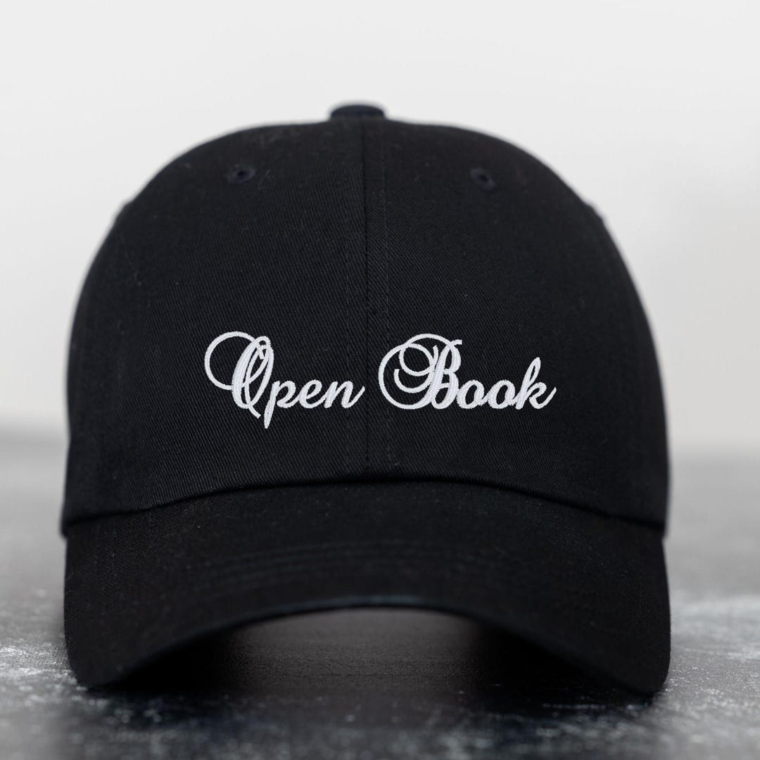 Open Book Embroidered Hat, Custom Cap, Literary Gift, Adjustable Hat ...