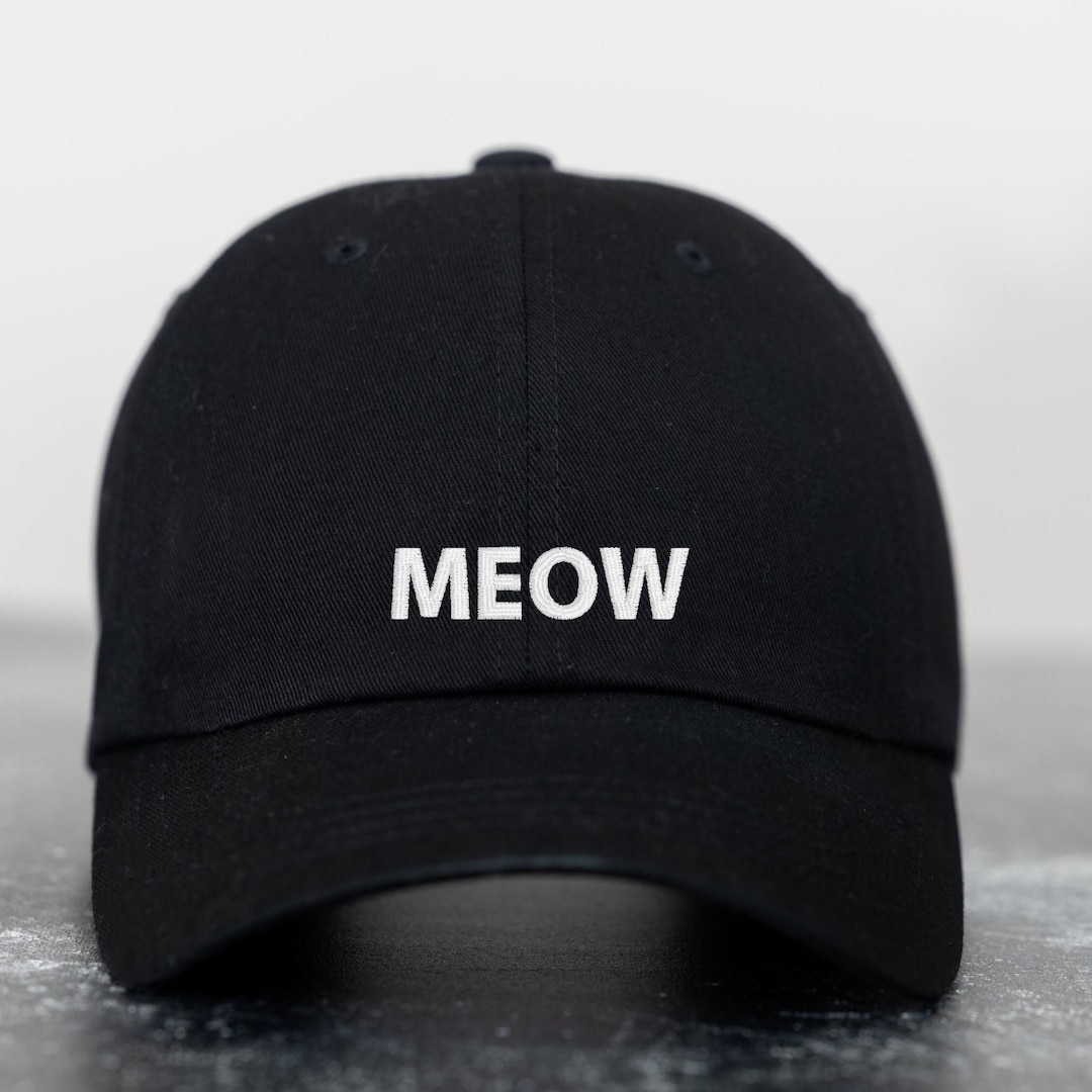 Meow Hat - Minimalist Embroidered Cotton Hat for Cat Lovers, Perfect ...