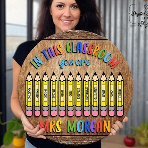 Teacher Door Sign, Personalized Classroom Door Sign Back to School Gift ...