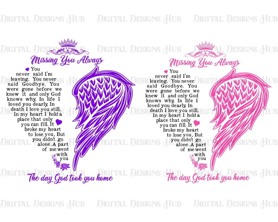 Memorial Angel Wings Png Svg | in Loving Memory Grief Poem Png ...