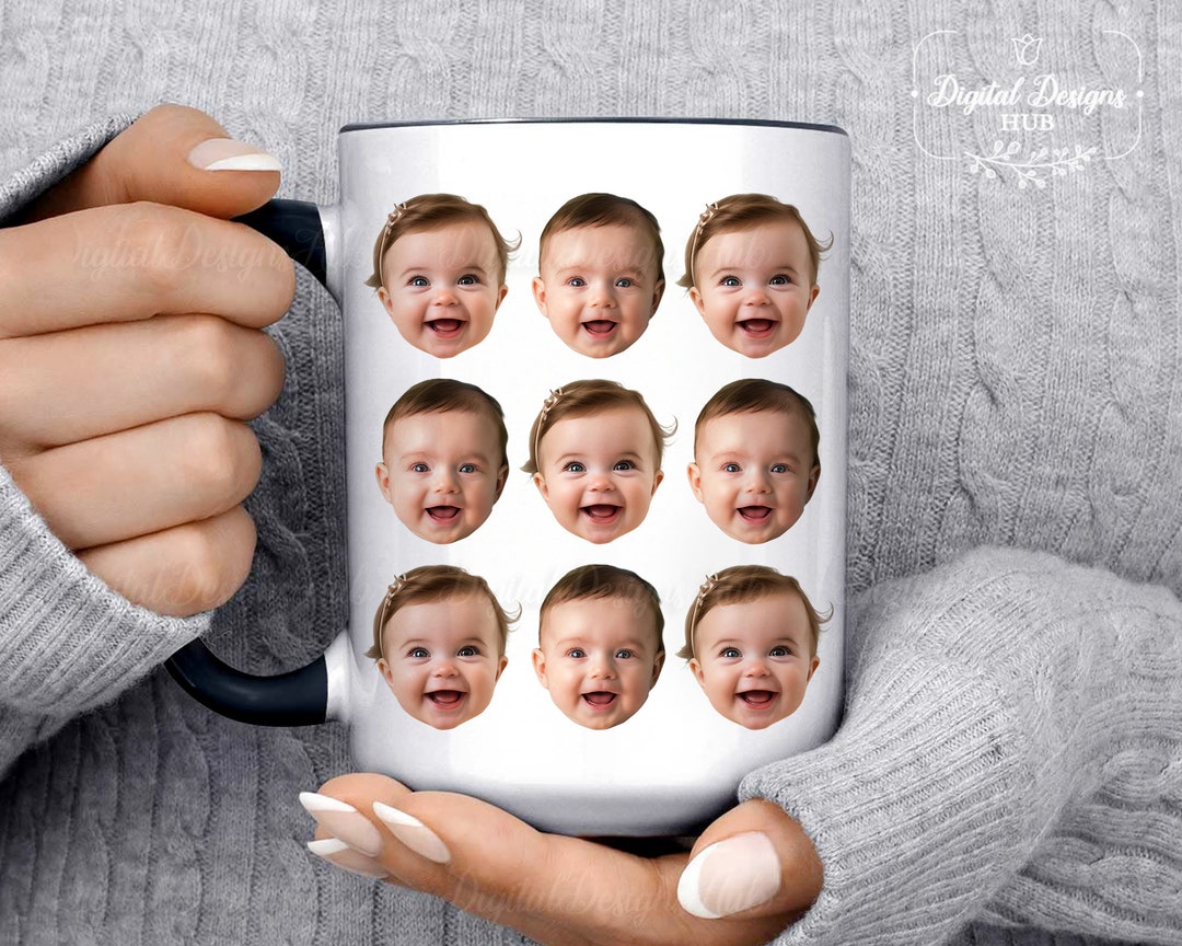 Custom Baby Face Mug, Custom Baby Face Pattern Mug, Baby Face Cup ...