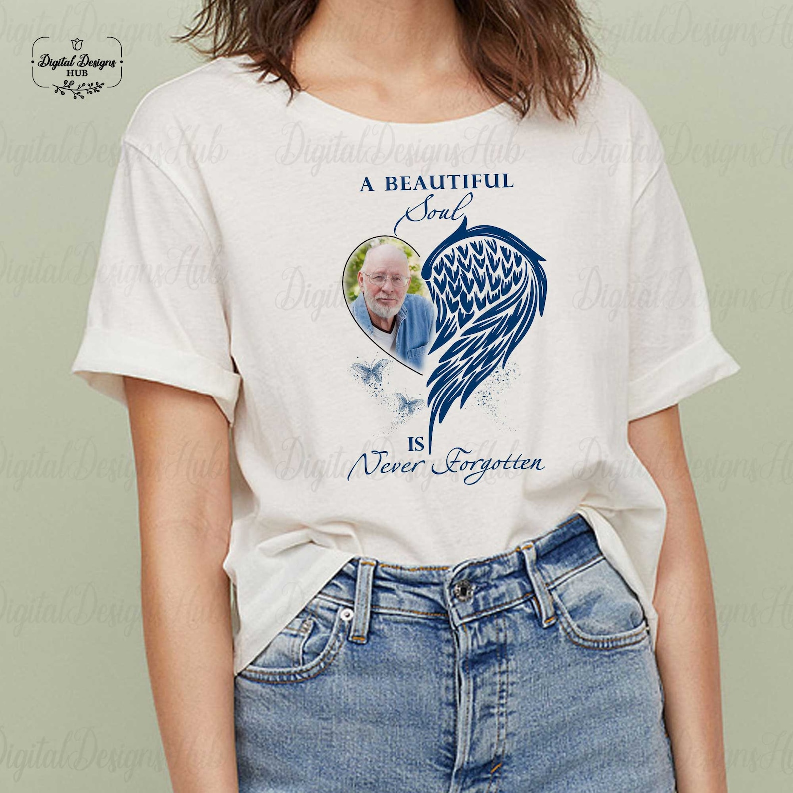 Angel Wings Custom Memorial PNG Digital File A Beautiful Soul - Etsy