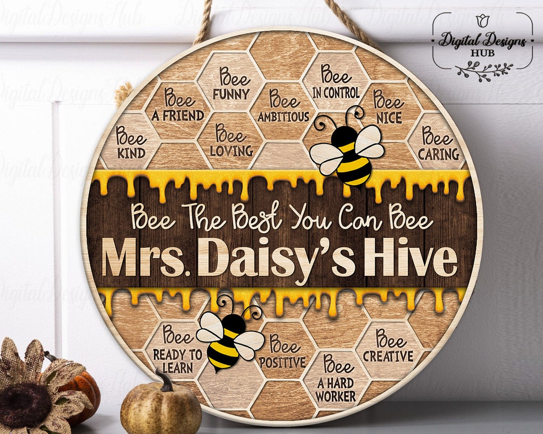 Bee Classroom Door Sign | Personalized Bee Teacher Door Sign | Teacher ...