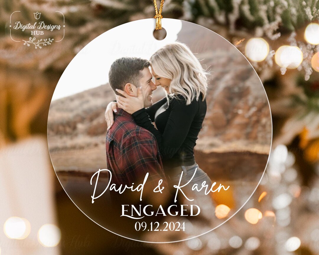 Custom Engagement Ornament With Photo, Engaged Ornament, Engagement ...