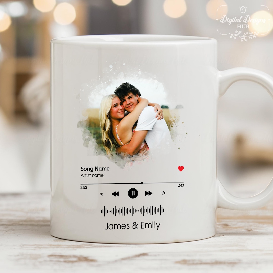 Custom Photo With Song Lyrics Valentine Mug, Custom Photo Portrait ...