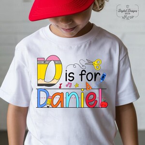 Custom Kids Name Shirt for Back to School ,custom Alphabet Shirt ...