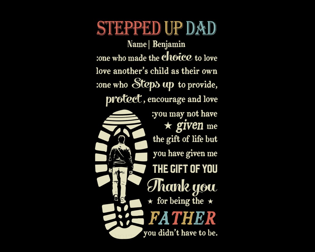 Stepped up Dad Png Design Thank You Bonus Dad Png Sublimation Design ...