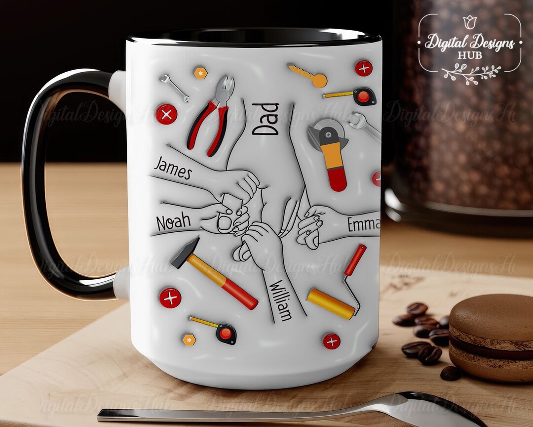 Personalized Holding Dad‘s Hand Garage Tool Mug, Holding Dad Hand 3D ...