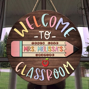 Teacher Door Sign | Teach Love Inspire Custom Name Sign | Personalized ...