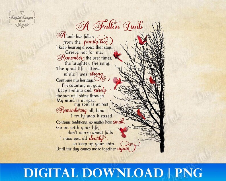 A Fallen Limb Memorial PNG File Loss of Grandma Sympathy - Etsy
