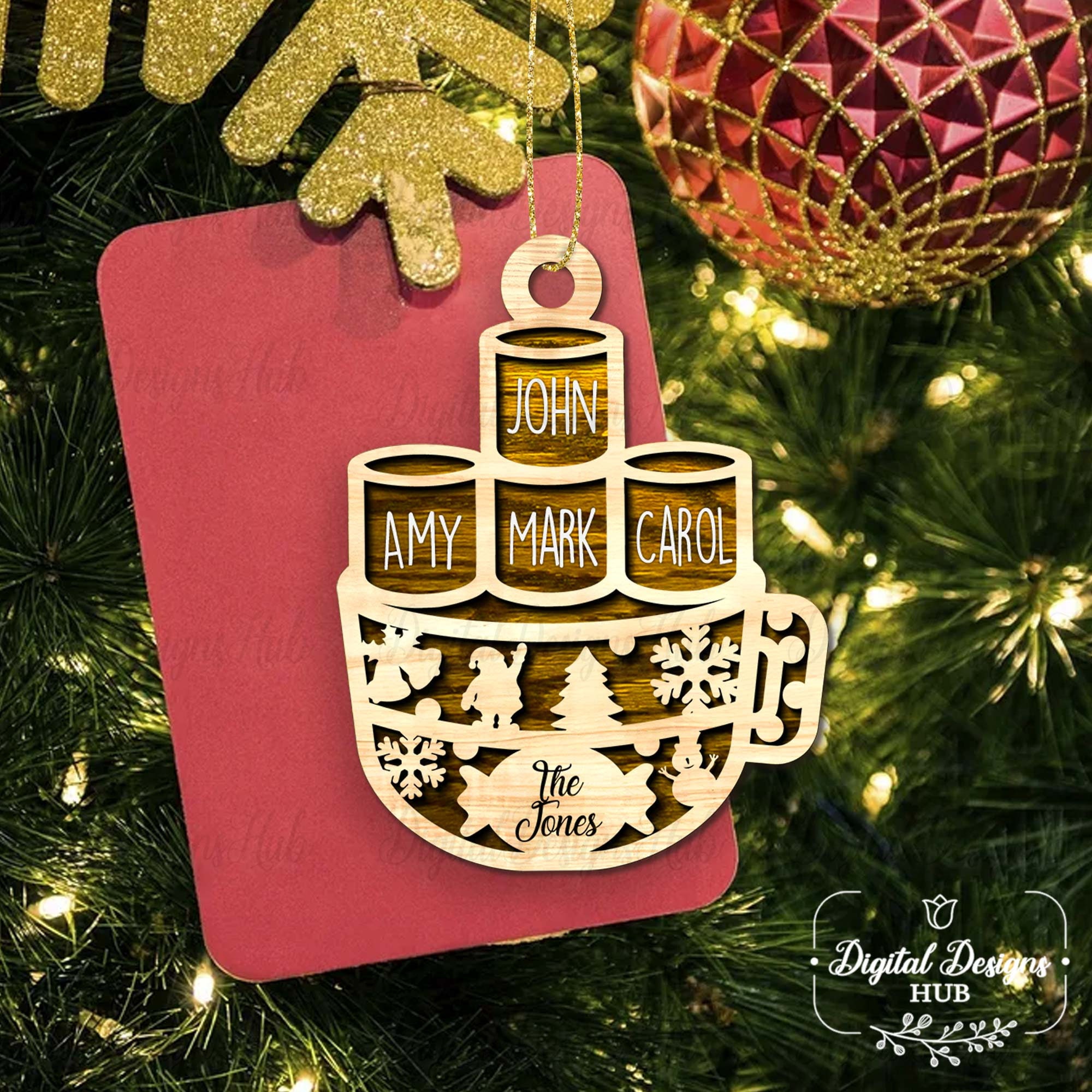 Christmas Family Hot Cocoa Ornament SVG Bundle Custom Family - Etsy