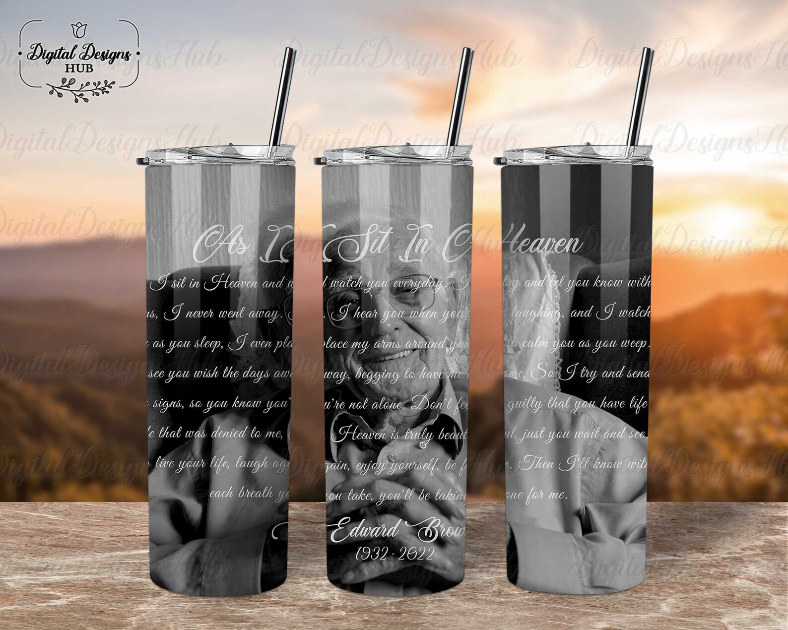 Custom Memorial Tumbler PNG as I Sit in Heaven Custom Photo - Etsy