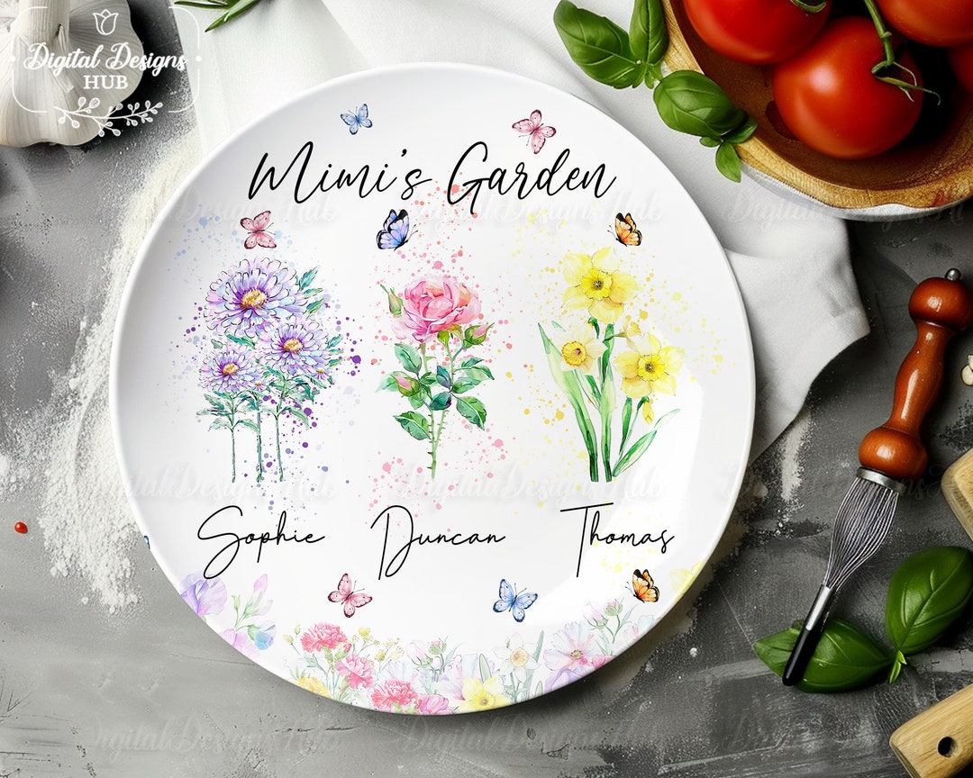 Custom Grandma's Garden Plate Custom Birth Month Flower Garden Plate ...