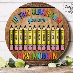 Teacher Door Sign, Personalized Classroom Door Sign Back to School Gift ...