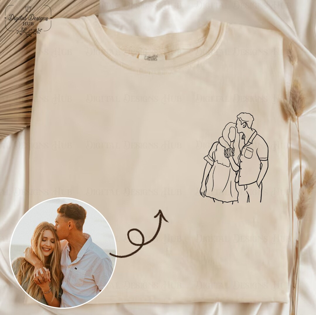 Custom Portrait Shirt, Outline Photo Tshirt, Comfort Colors Custom ...