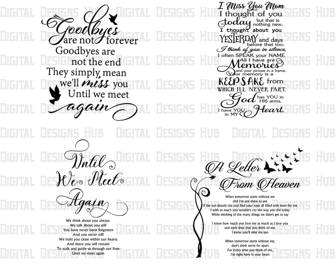 Memorial Poem Svg Bundle for Loss of Loved One | A Letter From Heaven ...
