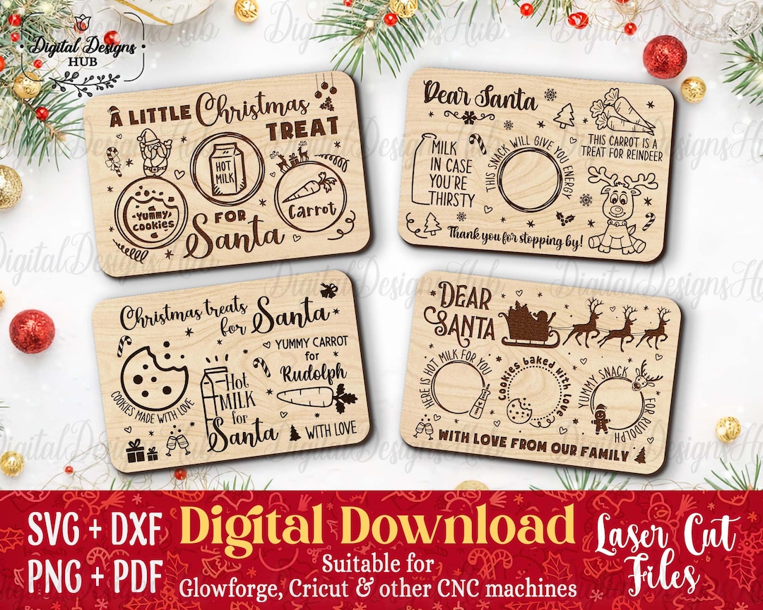 Christmas Cookie Tray SVG Glowforge Laser Cut, Christmas Treat for ...