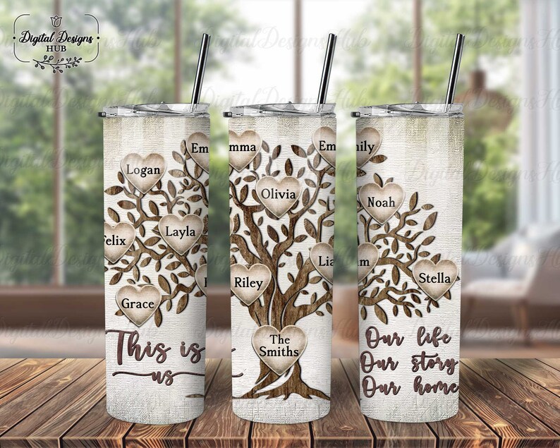 Family Tree Tumbler Wrap PNG Custom Family Name 20 Oz Skinny - Etsy