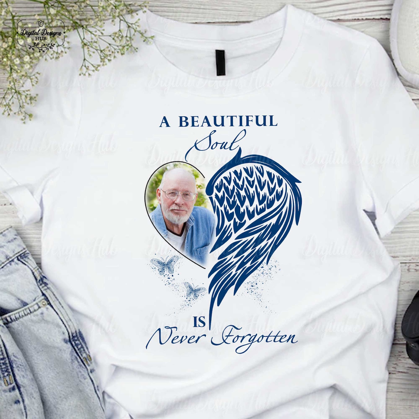 Angel Wings Custom Memorial PNG Digital File A Beautiful Soul - Etsy