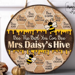 Teacher Door Sign | Bee the Best You Can Bee Hanging Door Sign ...