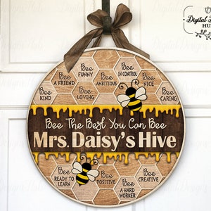 Bee Classroom Door Sign | Personalized Bee Teacher Door Sign | Teacher ...