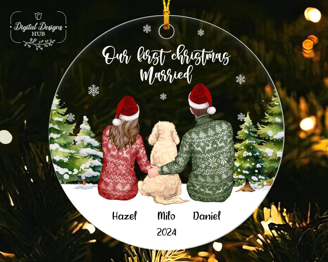 First Christmas Married Ornament 2024, 1st Married Christmas Ornament ...
