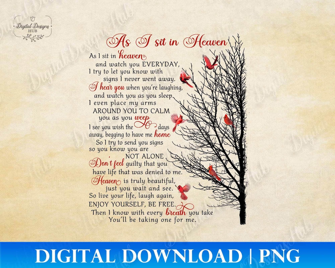 As I Sit in Heaven Red Cardinal Memorial PNG, Family Tree Memorial ...