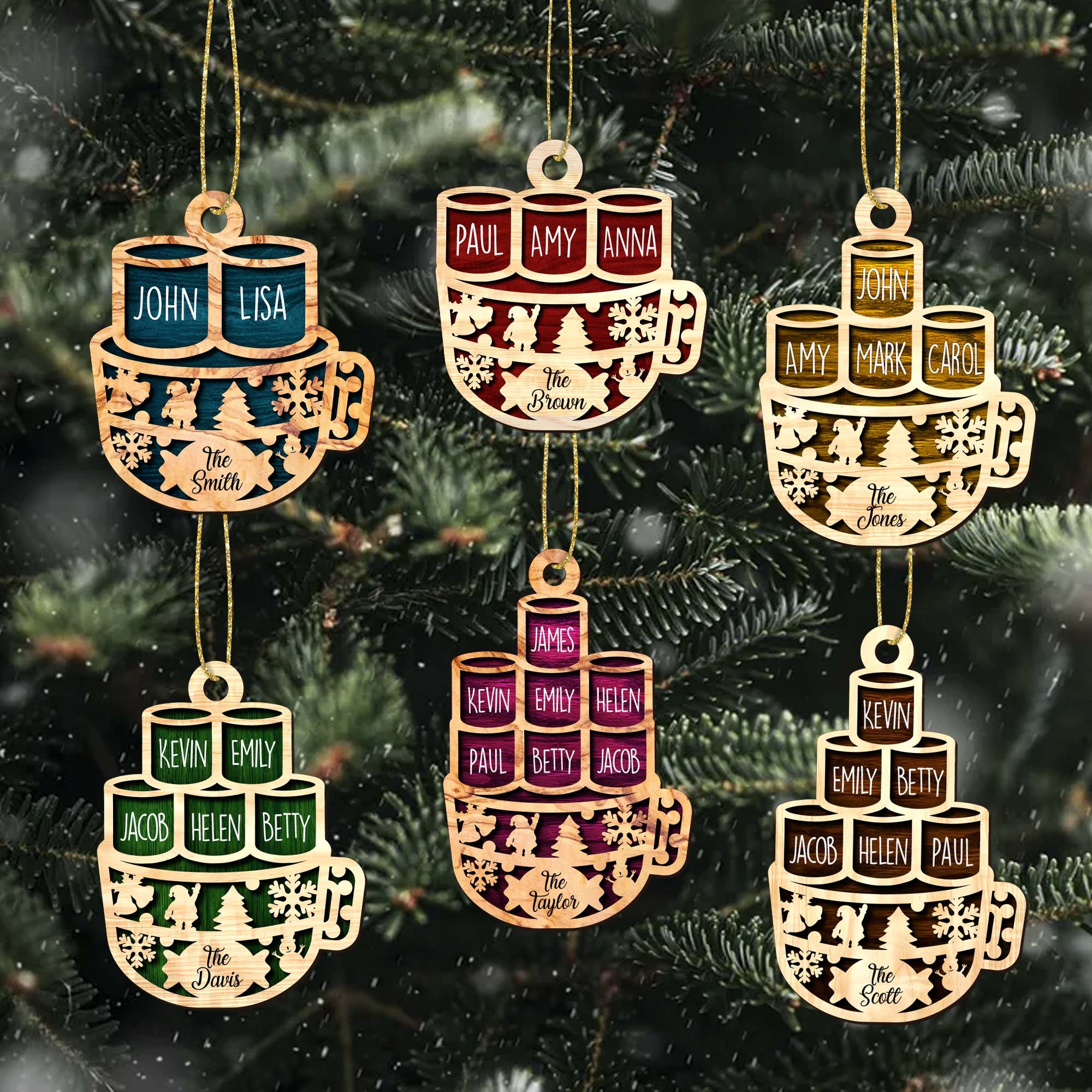 Christmas Family Hot Cocoa Ornament SVG Bundle Custom Family - Etsy
