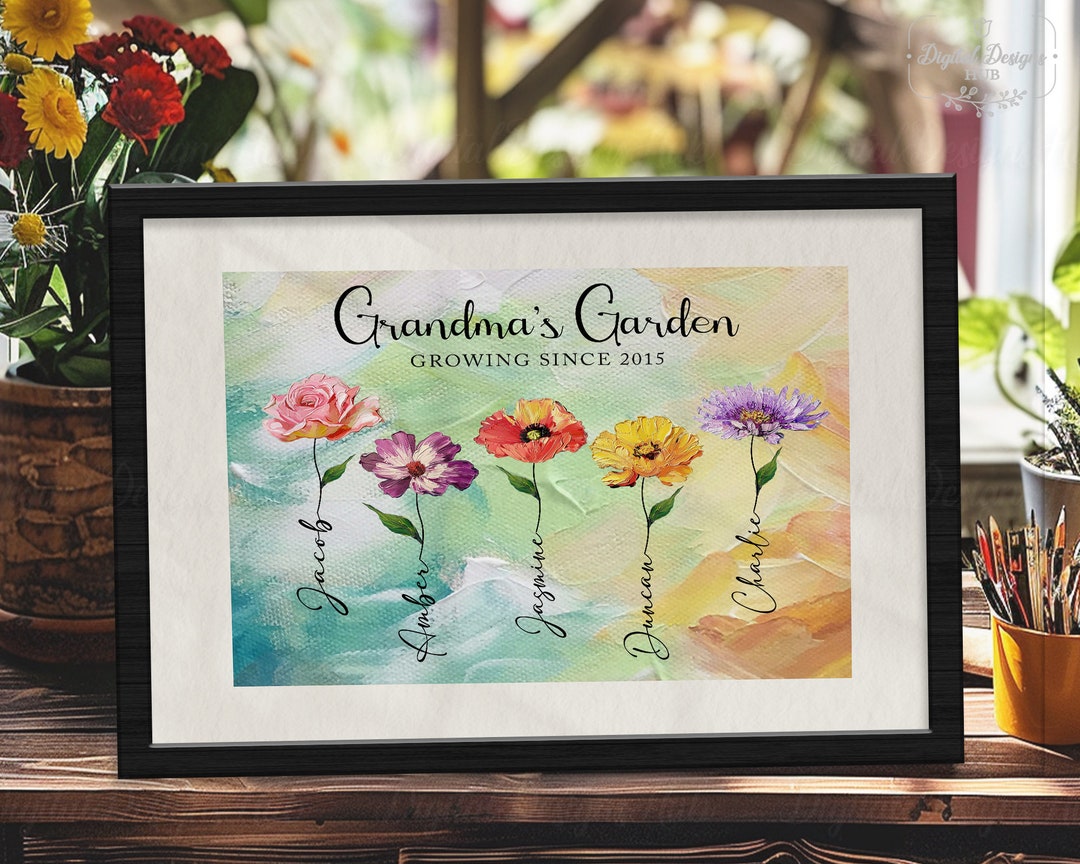 Personalized Grandmas Garden Sign Custom Grandchildren Birth Month ...