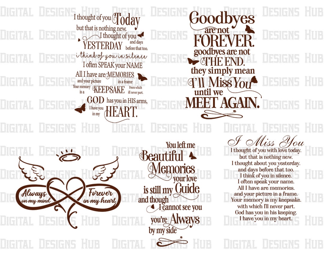 Memorial Poem Quotes Svg Png Bundle | Memorial Sayings Svg Png ...