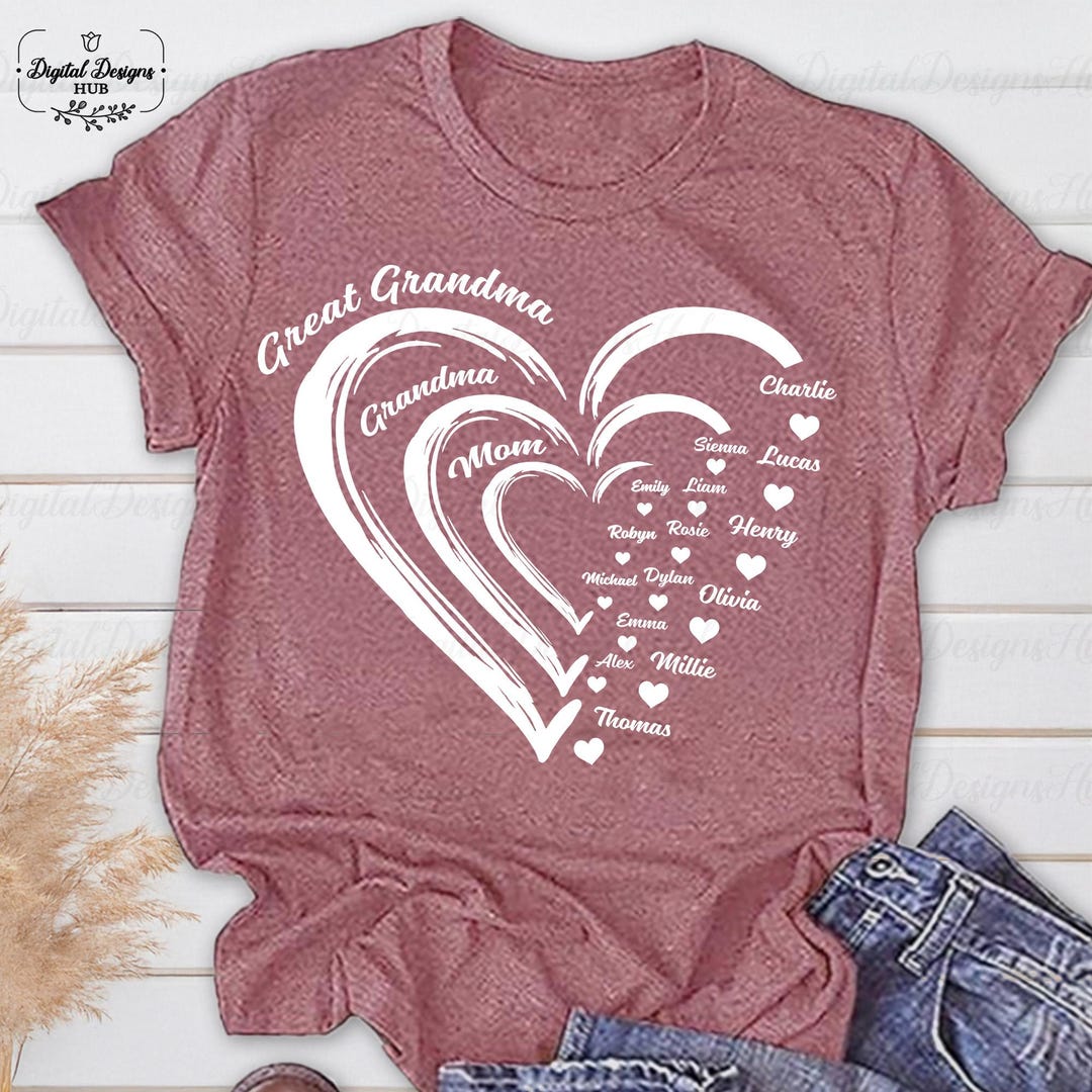 Personalized Grandma Shirt, Grandma Heart Shirt, Mothers Day Shirt for ...