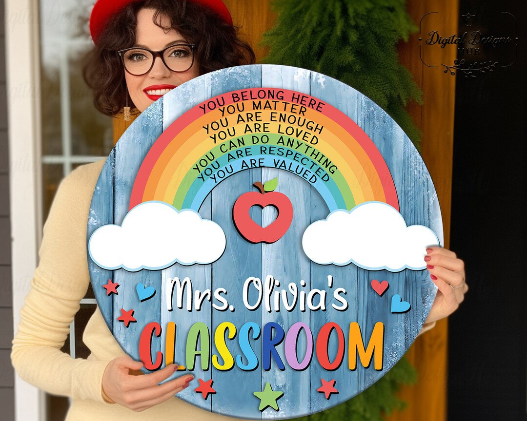 Teacher Door Sign Rainbow Door Hanger Gifts for Teachers Welcome ...