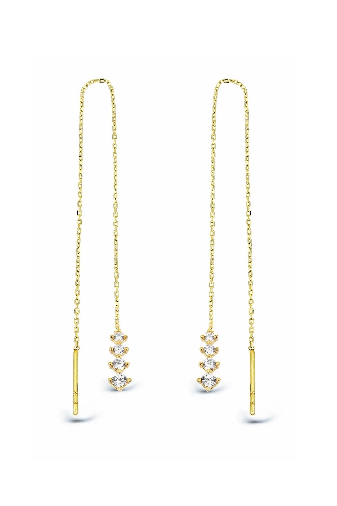 925 Sterling Silver Chain Model Double Earrings - Etsy