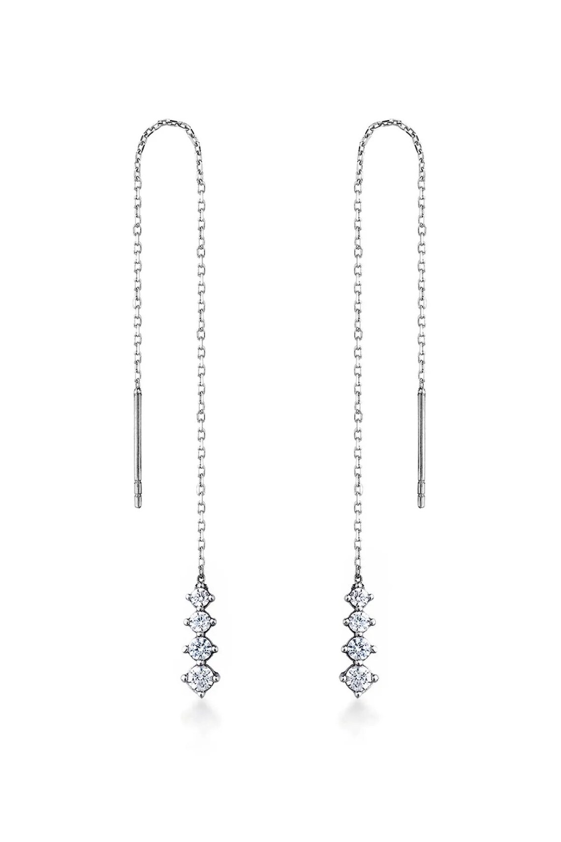 925 Sterling Silver Chain Model Double Earrings - Etsy