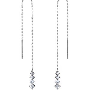 925 Sterling Silver Chain Model Double Earrings - Etsy