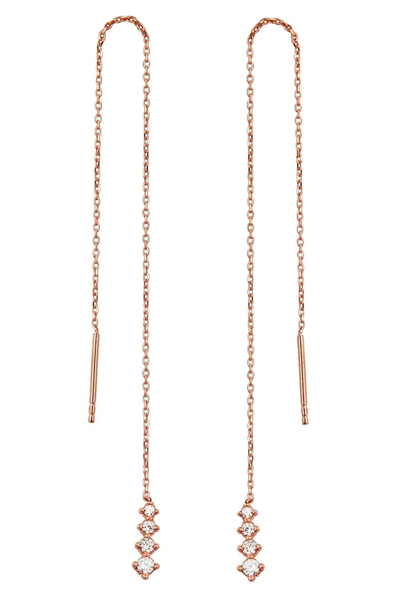925 Sterling Silver Chain Model Double Earrings - Etsy
