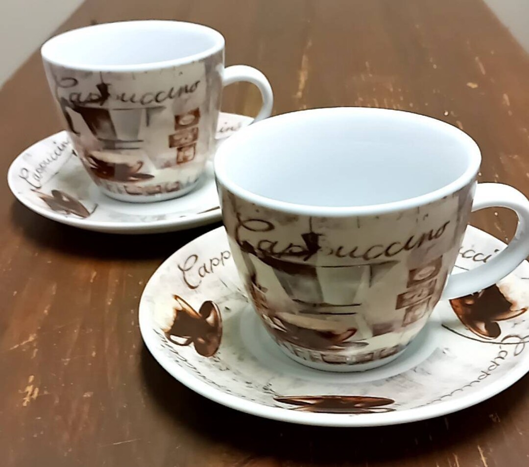 D Lusso Coffee Time Cups and Saucers Set of 2 - Etsy