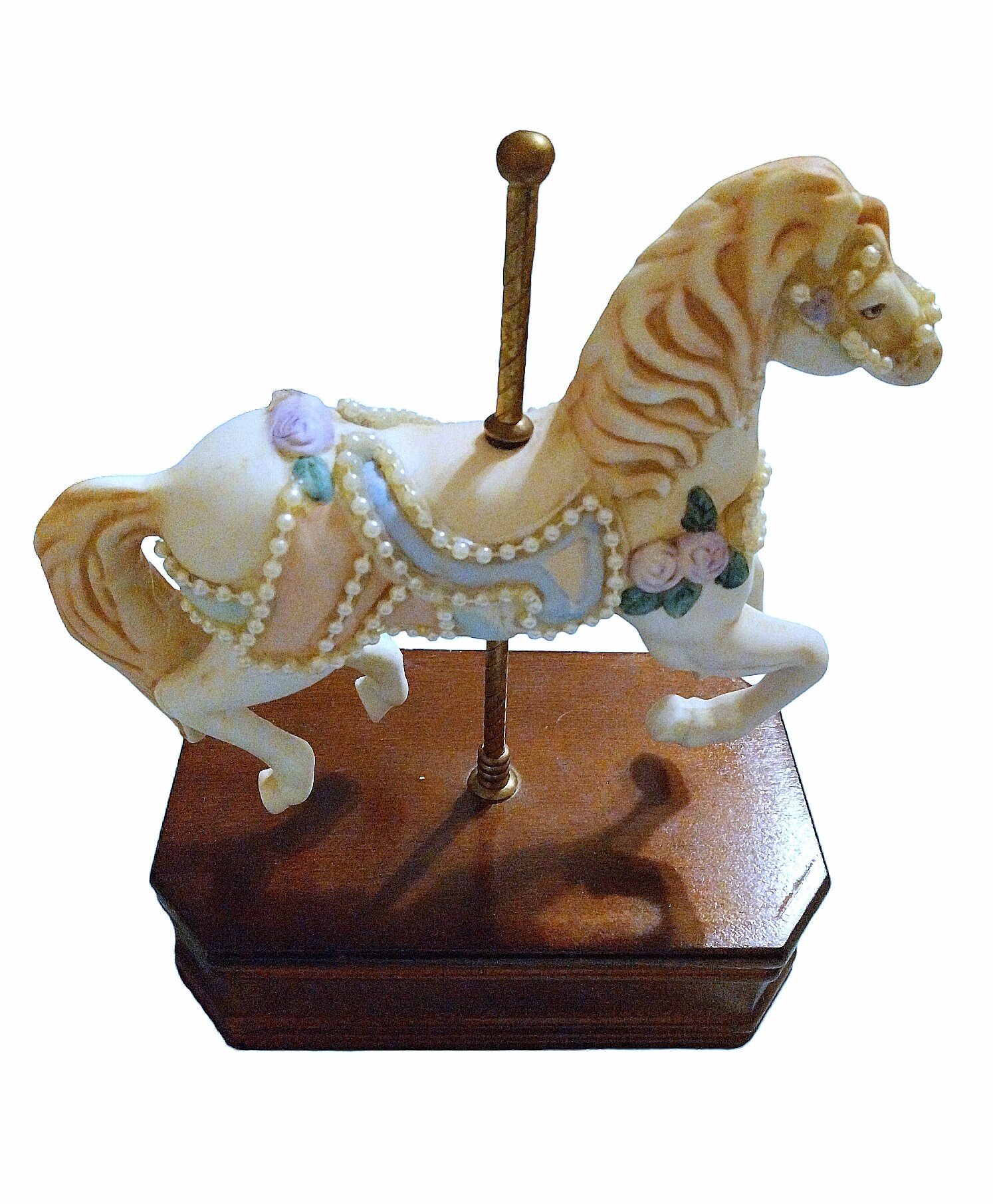 Vintage Bisque Carousel Horse Music Box Plays goodbye Waltz - Etsy
