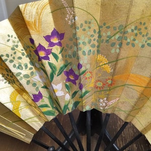Vintage Gold Foil Handpainted Japanese Fan - Etsy