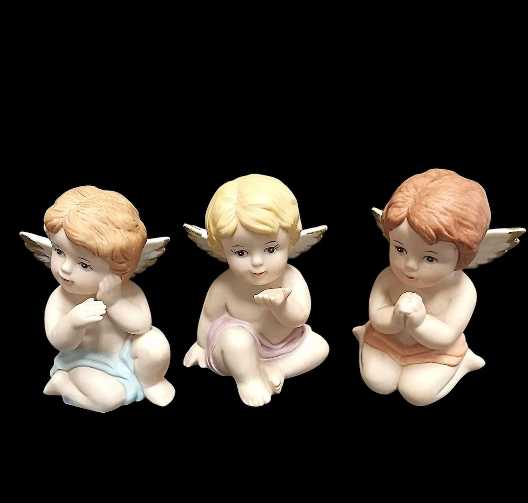 Vintage Homco Heavenly Cherubs Set of 3 Bisque Porcelain 3" - Etsy