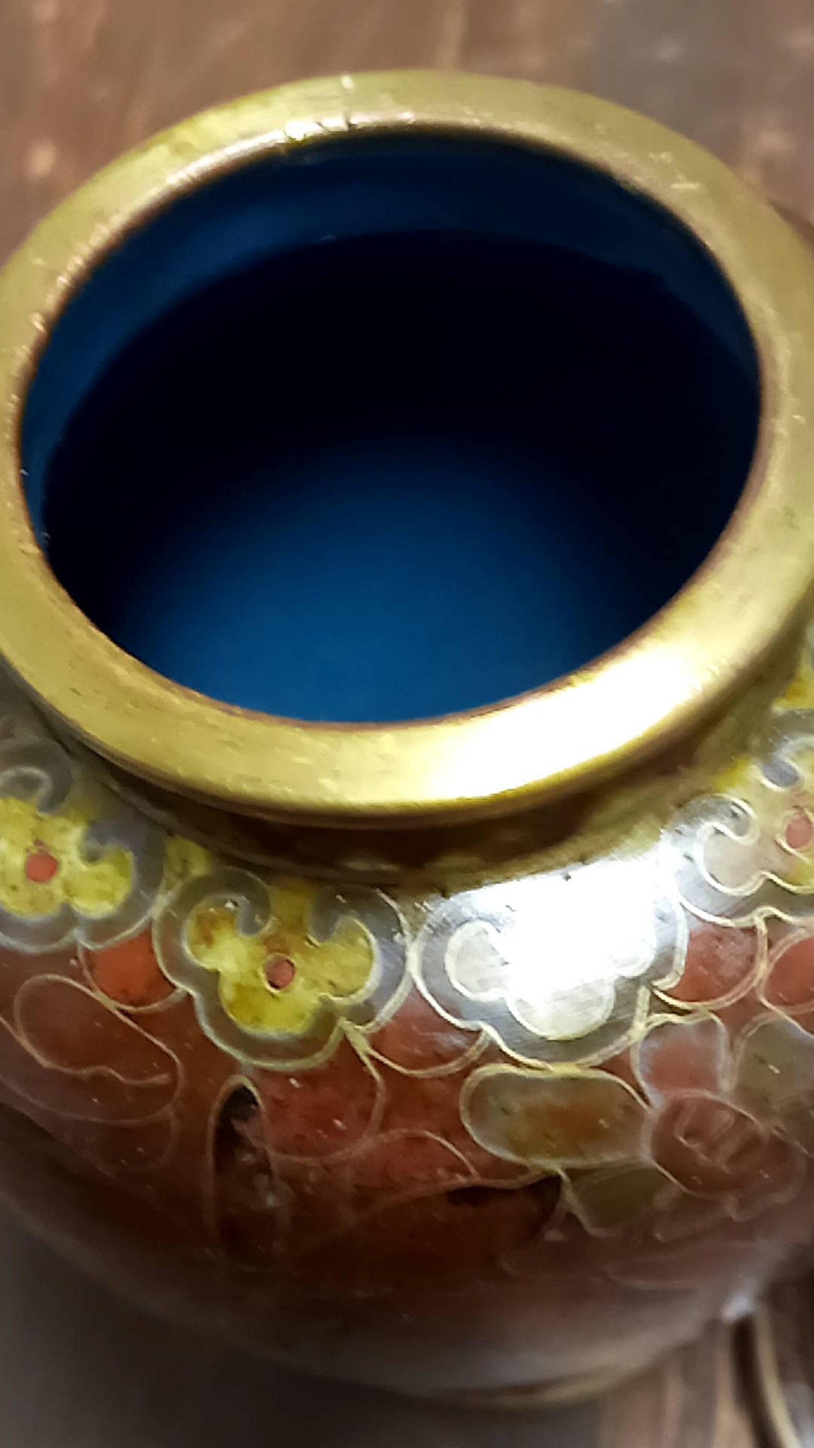 Jingfa Cloissone 5.5" Vintage Ginger Jar With Blue Enamel Interior - Etsy