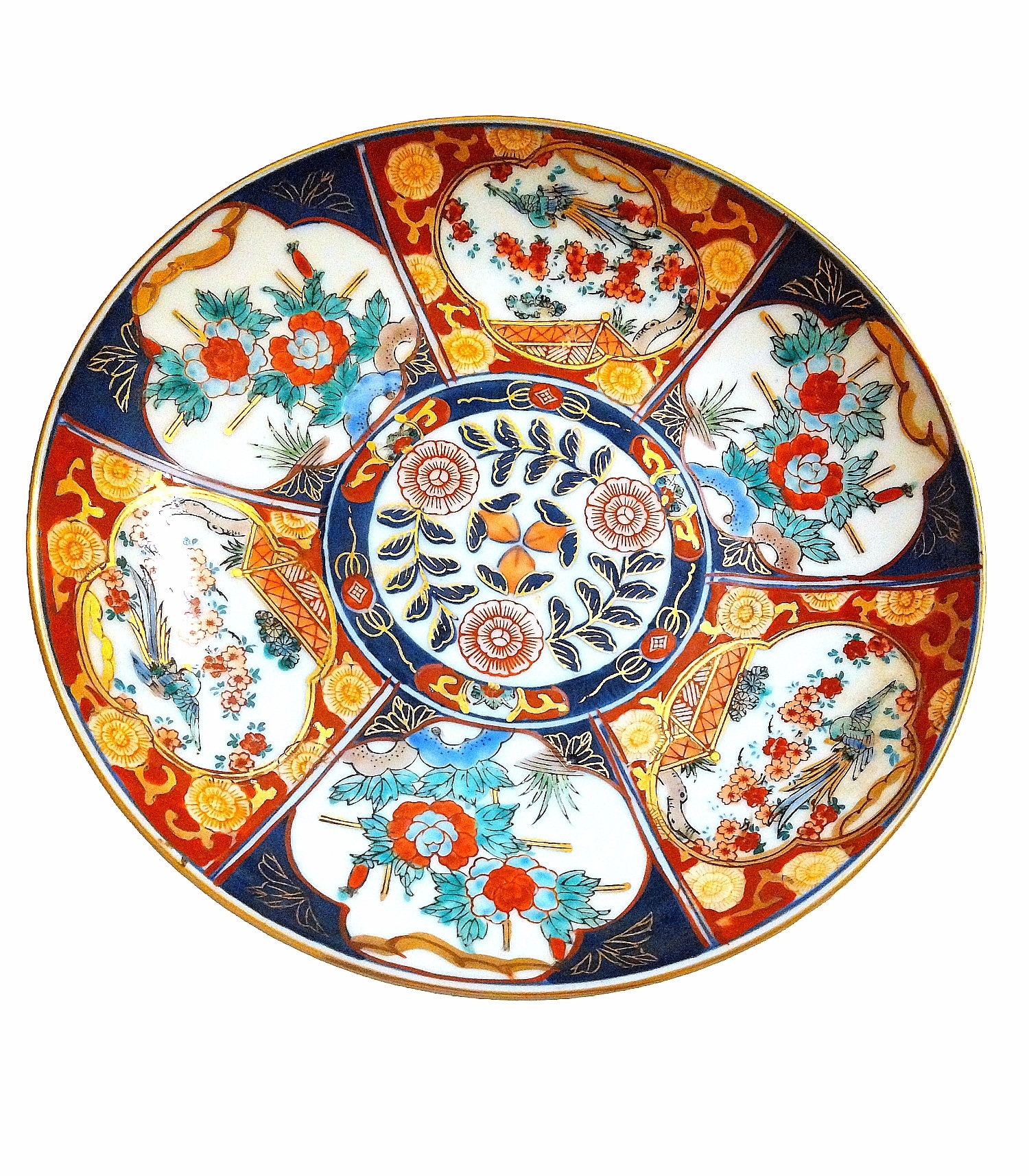 Antique Imari Handpainted Birds Flowers Platter 10.5" Japanese Wall ...