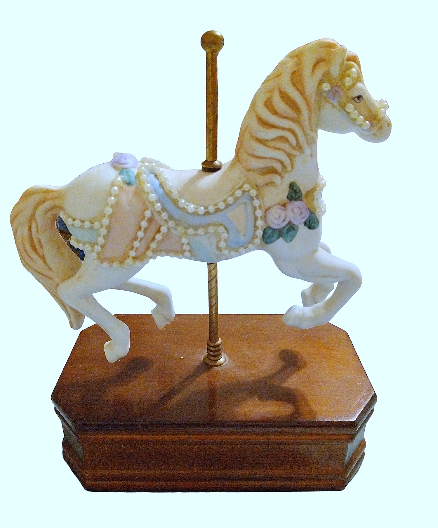 Vintage Bisque Carousel Horse Music Box Plays goodbye Waltz - Etsy