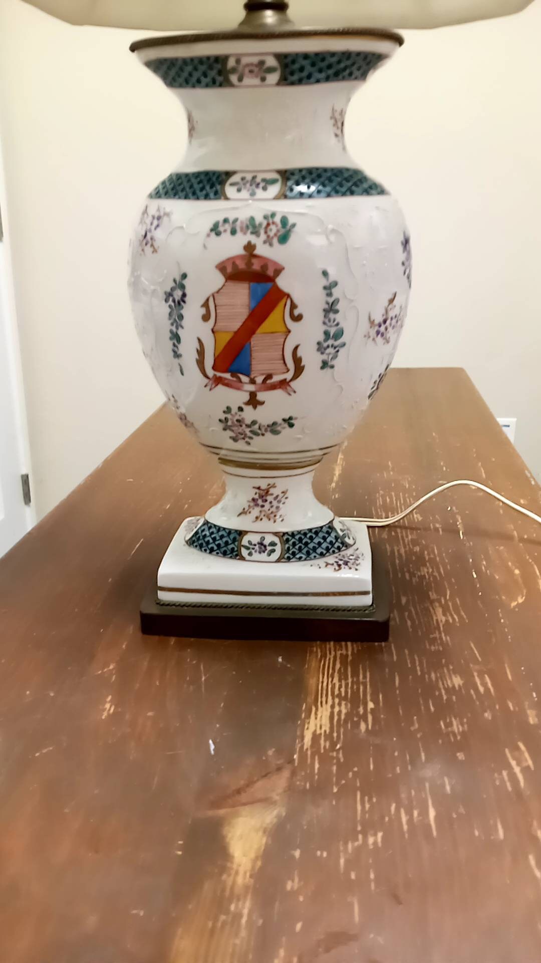 Vintage Hand Painted Porcelain Asian Style Lamp With Shade and - Etsy